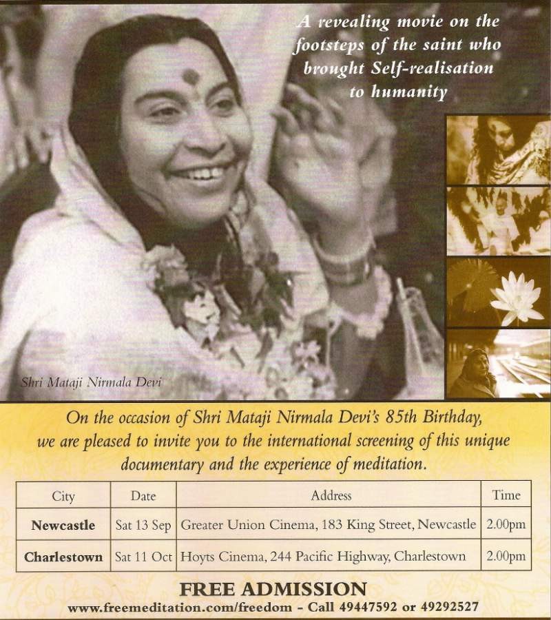 “Freedom and Liberation” film in Newcastle | Light of Love – Sahaja ...